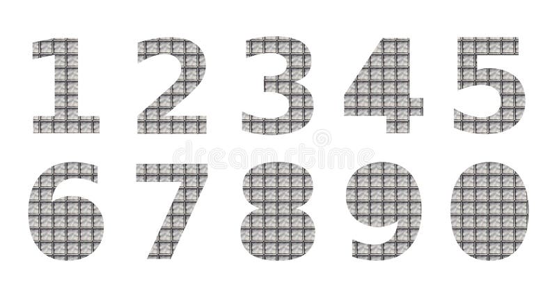 Cardinal Numbers Set, Digits, Glass Bricks Wall Pattern, Math, Isolated ...