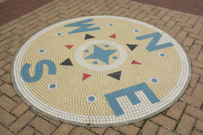 Cardinal Points Painted on the Asphalt Road Stock Image - Image of ...