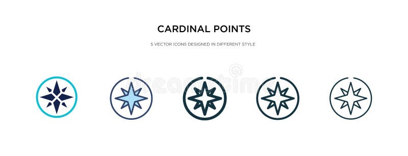 Cardinal Points on Winds Star Icon in Different Style Vector ...