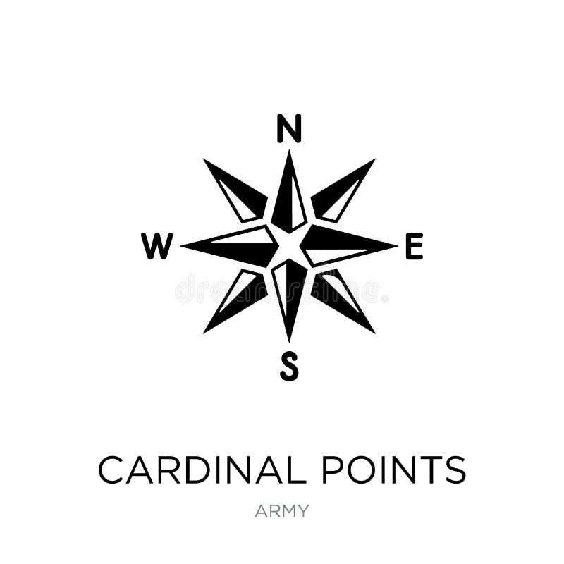 Cardinal Points on Winds Star Icon in Trendy Design Style. Cardinal ...