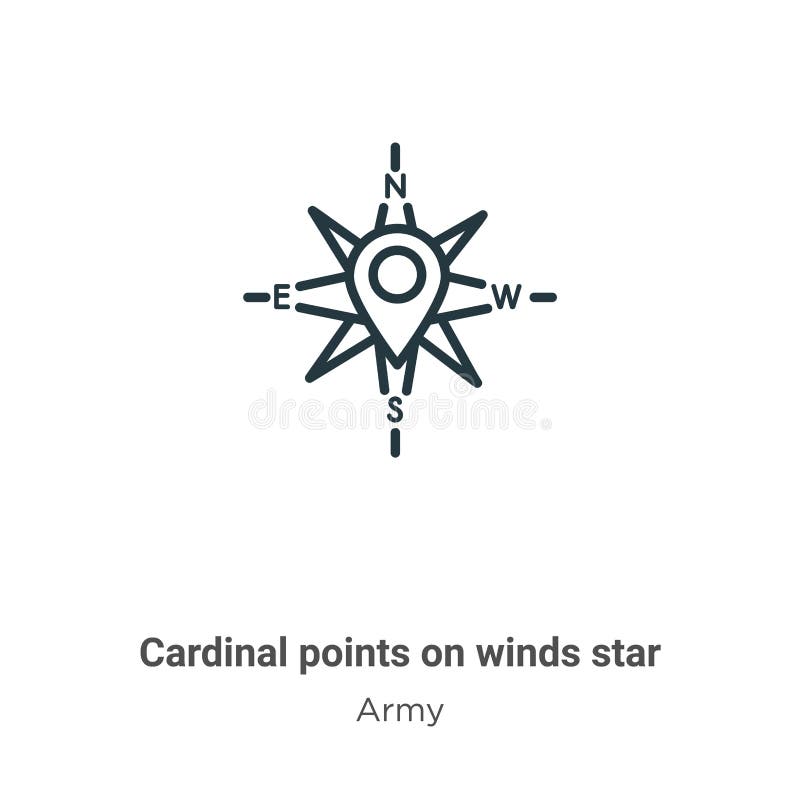 Cardinal Points on Winds Star Symbol Outline Vector Icon. Thin Line ...