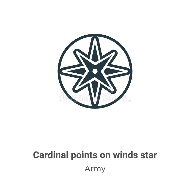 Cardinal Points on Winds Star Vector Icon on White Background. Flat ...
