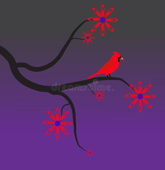 Cardinal in a tree stock vector. Illustration of limbs - 29626573