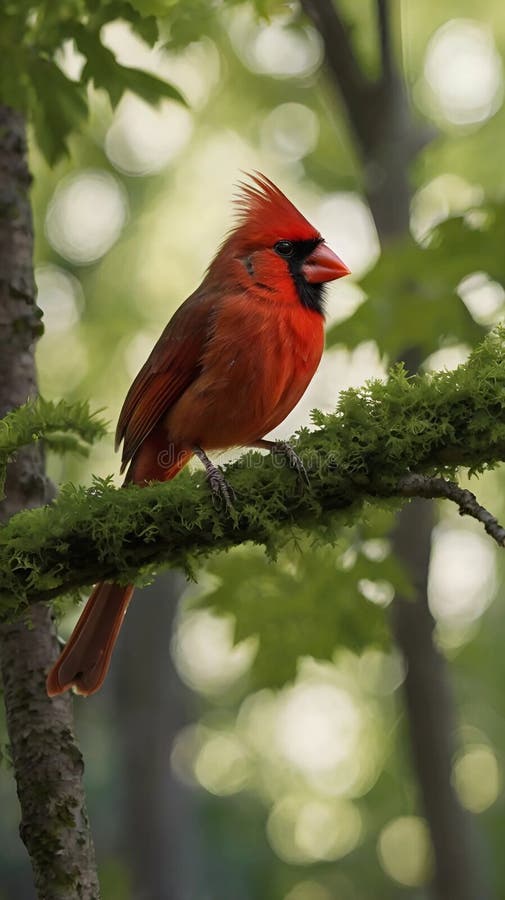 Cardinal on Tree with Blur Back Ground Stock Illustration ...