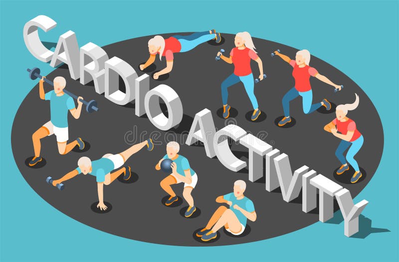Cardio Activity Isometric Background Stock Illustration - Illustration ...