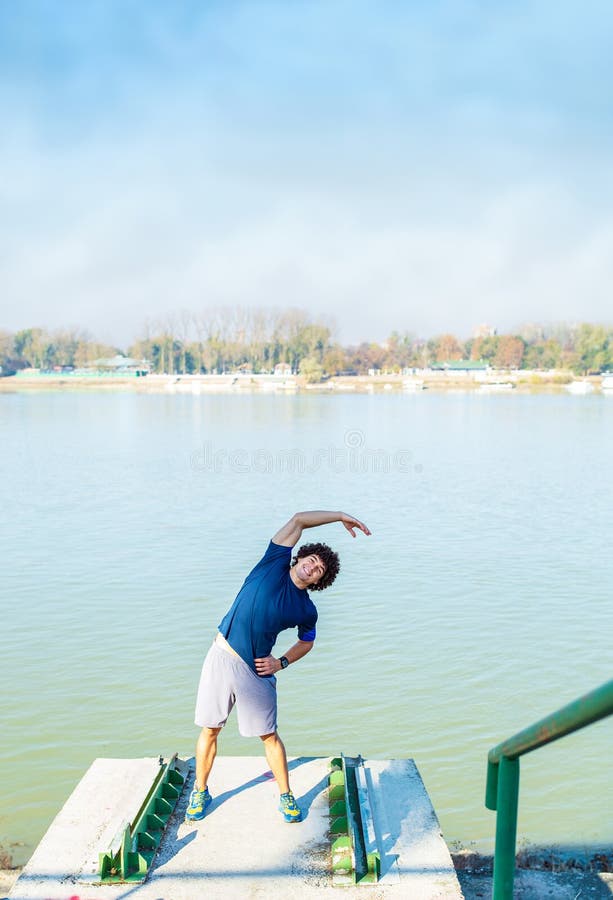 Cardio Exercise - Handsome Man Outdoor Doing Chest Exercise Stock Image ...