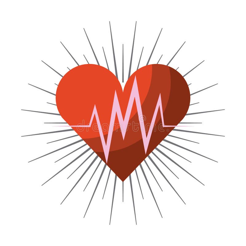 Cardio, Heart, Heart Beat Icon. Vector Illustration, Flat Design Stock ...