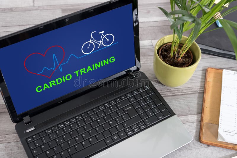 Cardio Training Concept on a Laptop Stock Photo - Image of activity ...