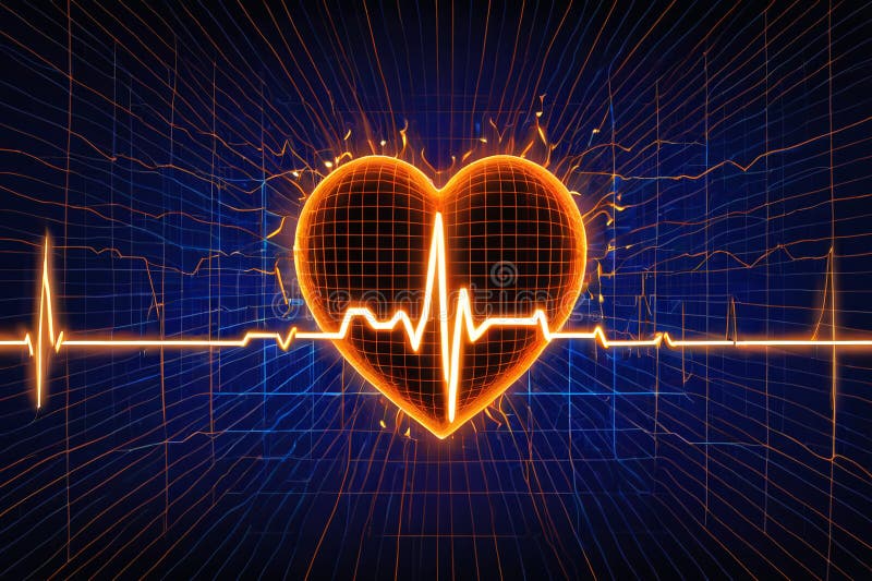 Cardiogram, Pulse Line with Heart Shape Stock Illustration ...