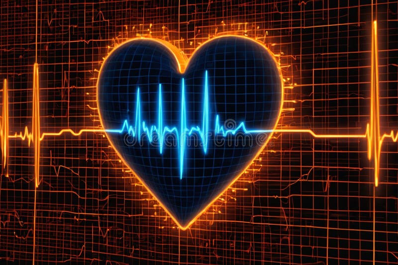 Cardiogram, Pulse Line with Heart Shape Stock Illustration ...