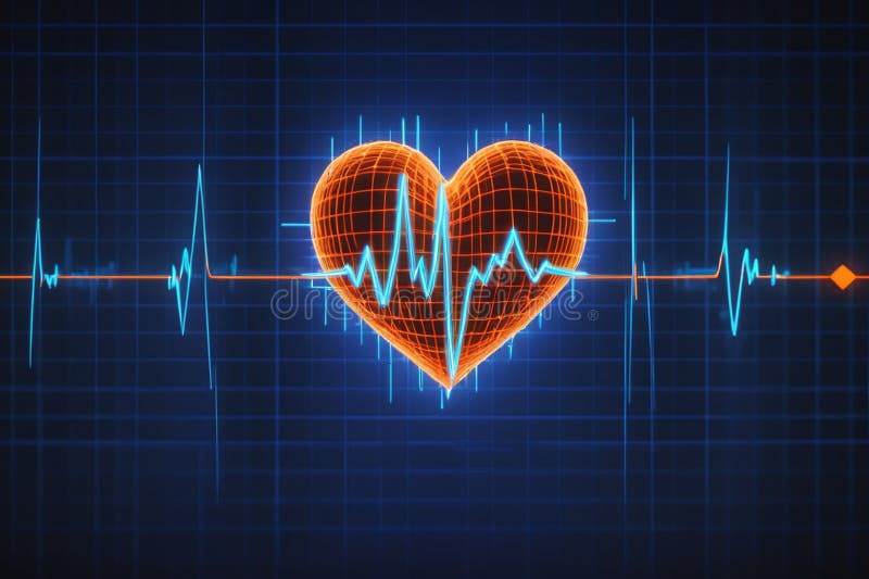 Cardiogram, Pulse Line with Heart Shape Stock Illustration ...