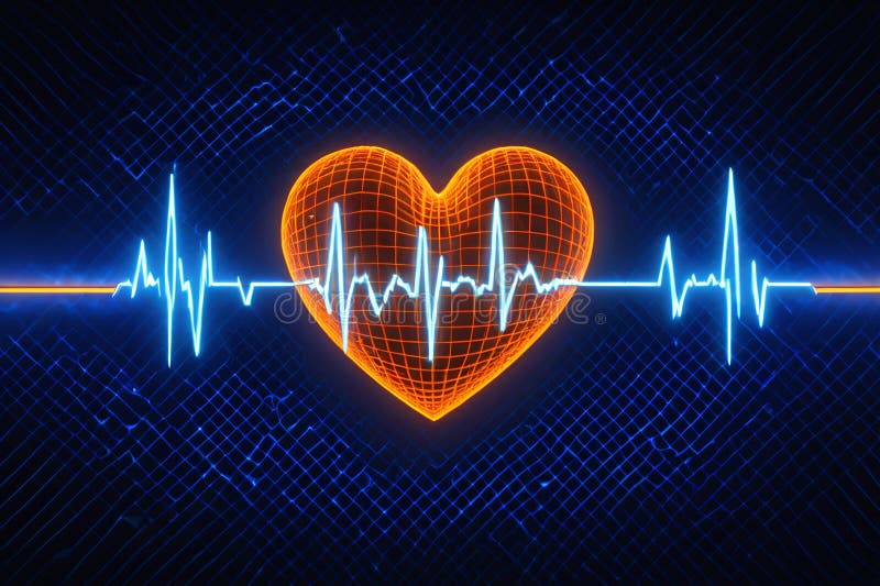 Cardiogram, Pulse Line with Heart Shape Stock Illustration ...