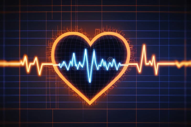 Cardiogram, Pulse Line with Heart Shape Stock Illustration ...