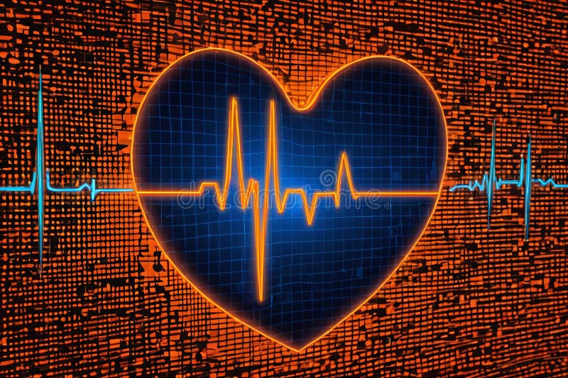 Cardiogram, Pulse Line with Heart Shape Stock Illustration ...