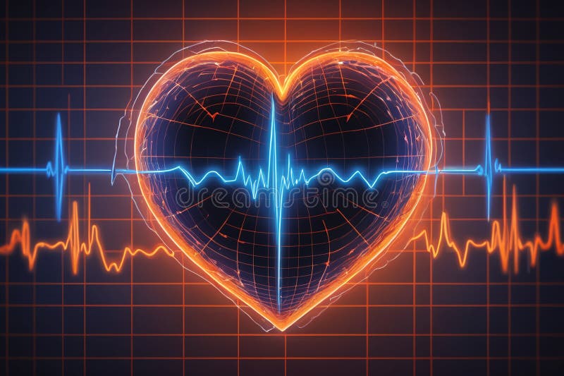 Cardiogram, Pulse Line with Heart Shape Stock Illustration ...