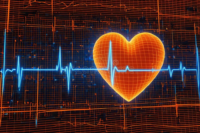 Cardiogram, Pulse Line with Heart Shape Stock Illustration ...