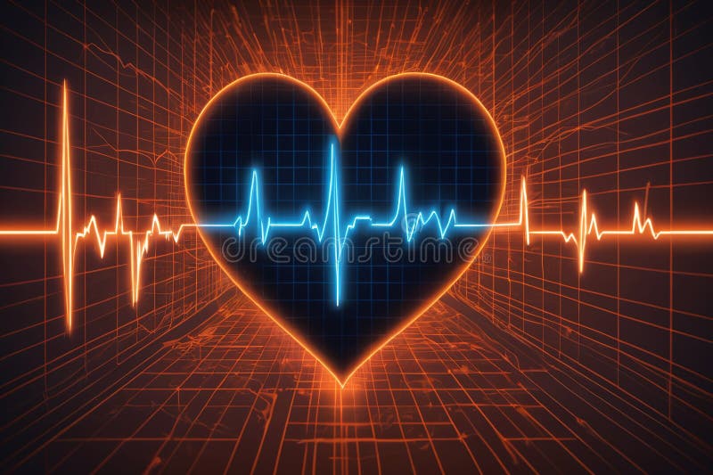 Cardiogram, Pulse Line with Heart Shape Stock Illustration ...
