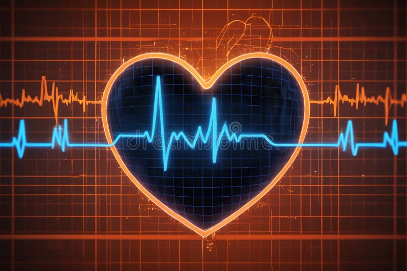Cardiogram, Pulse Line with Heart Shape Stock Illustration ...