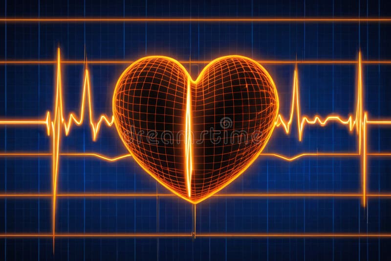 Cardiogram, Pulse Line with Heart Shape Stock Illustration ...