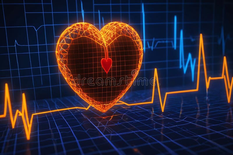 Cardiogram, Pulse Line with Heart Shape Stock Illustration ...