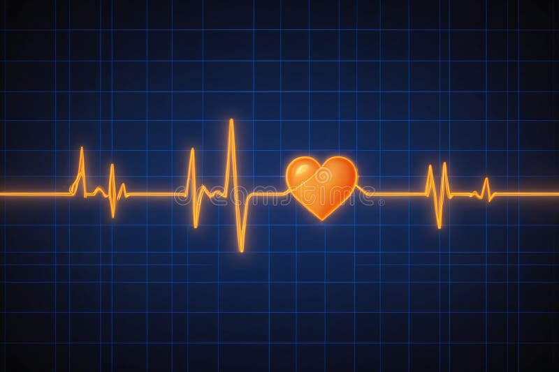 Cardiogram, Pulse Line with Heart Shape Stock Illustration ...
