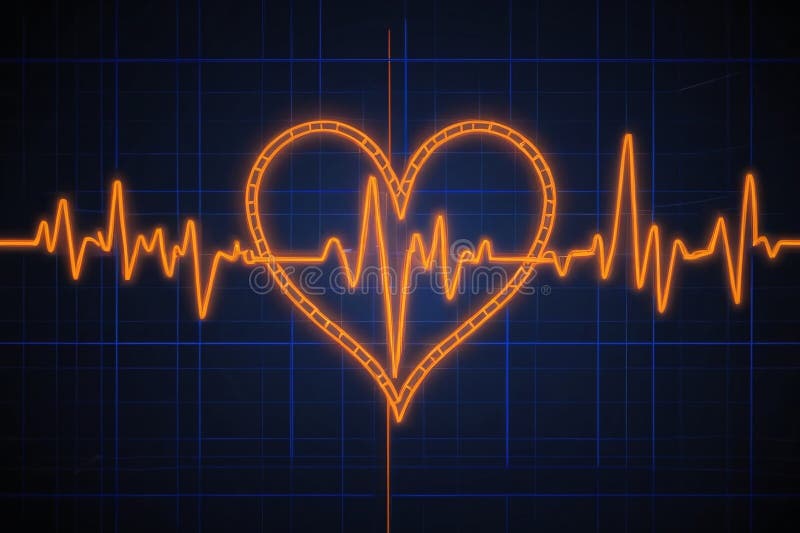 Cardiogram, Pulse Line with Heart Shape Stock Illustration ...