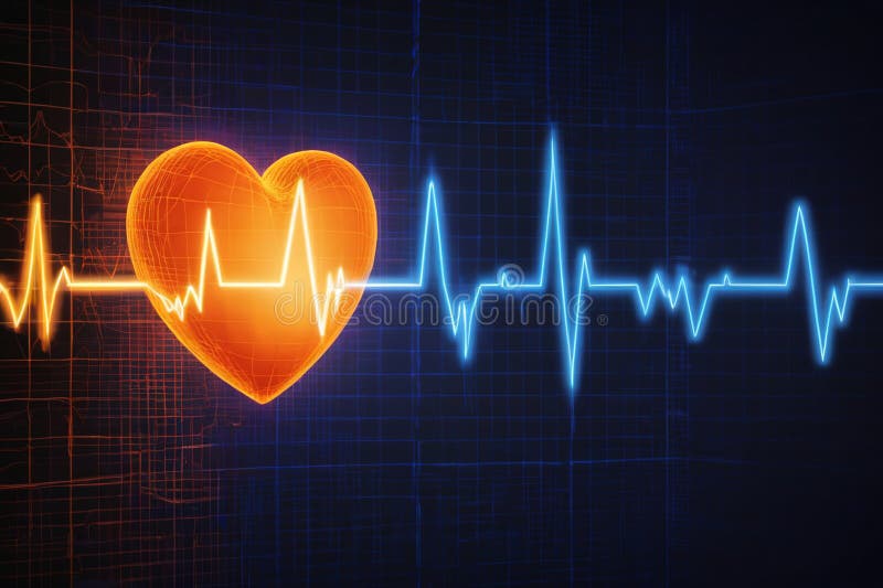 Cardiogram, Pulse Line with Heart Shape Stock Illustration ...