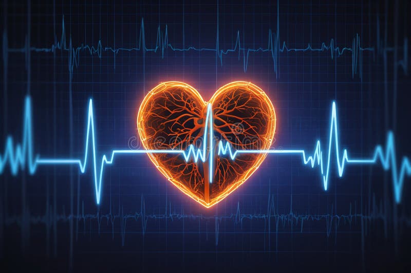 Cardiogram, Pulse Line with Heart Shape Stock Illustration ...