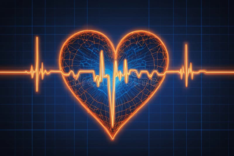 Cardiogram, Pulse Line with Heart Shape Stock Illustration ...