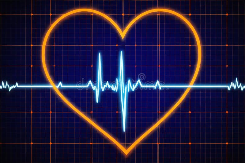Cardiogram, Pulse Line with Heart Shape Stock Illustration ...