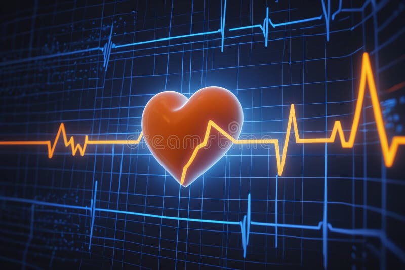 Cardiogram, Pulse Line with Heart Shape Stock Illustration ...