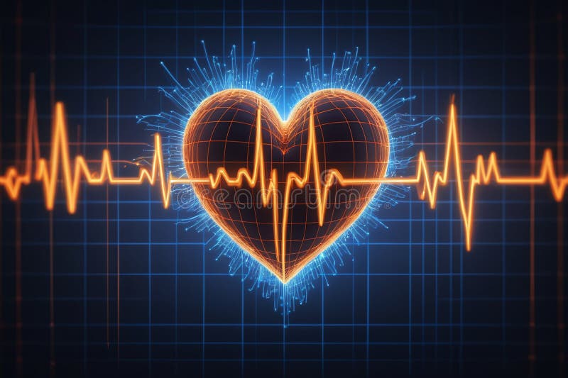 Cardiogram, Pulse Line with Heart Shape Stock Illustration ...