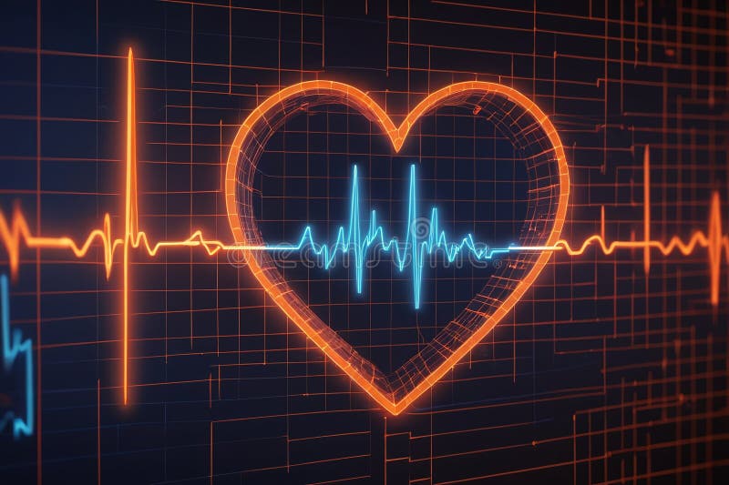 Cardiogram, Pulse Line with Heart Shape Stock Illustration ...