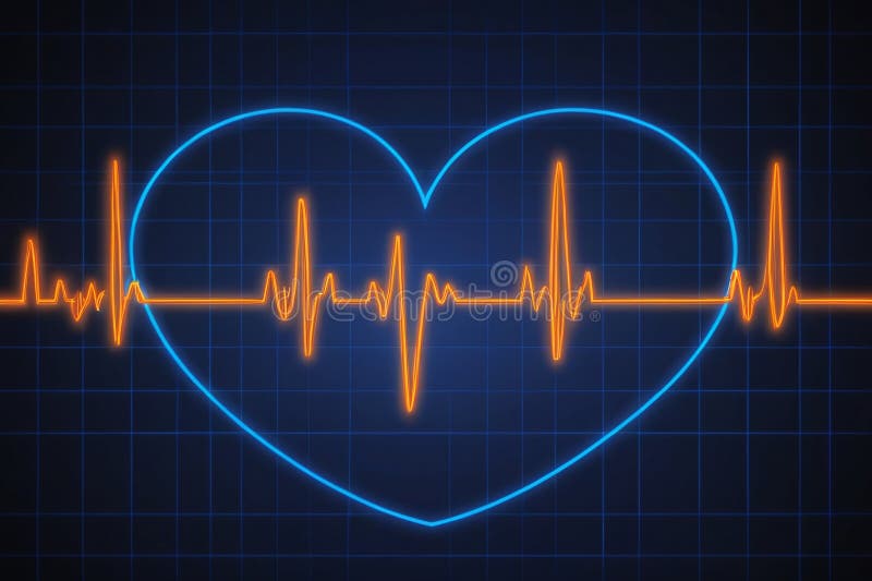 Cardiogram, Pulse Line with Heart Shape Stock Illustration ...