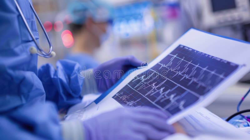 A Cardiologist Examines a Patient S Cardiogram. Stock Photo - Image of ...
