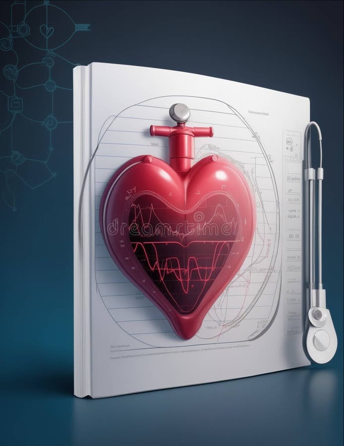 Cardiology Heart Shape with Graph Stock Illustration - Illustration of ...
