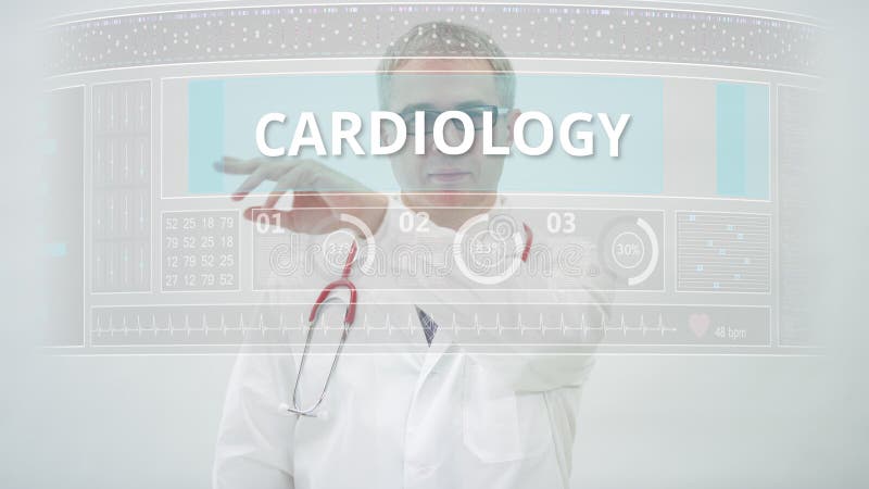 CARDIOLOGY Tab and a Doctor at Futuristic Computer Stock Image - Image ...