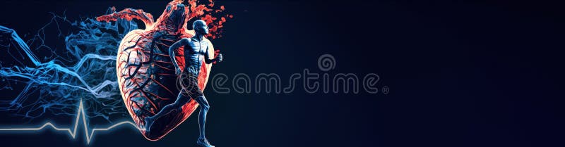 Cardiovascular Heart Health and Exercise Banner Stock Image - Image of ...