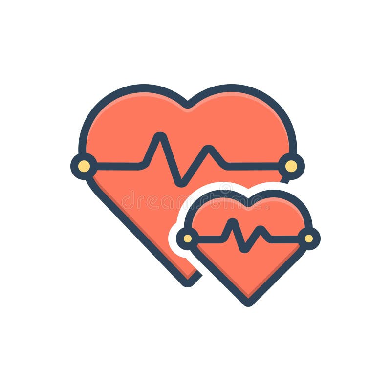 Color Illustration Icon for Cardiovascular, Ekg and Heart Stock Vector ...