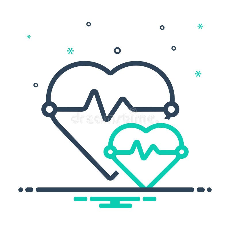 Mix Icon for Cardiovascular, Ekg and Heart Stock Illustration ...