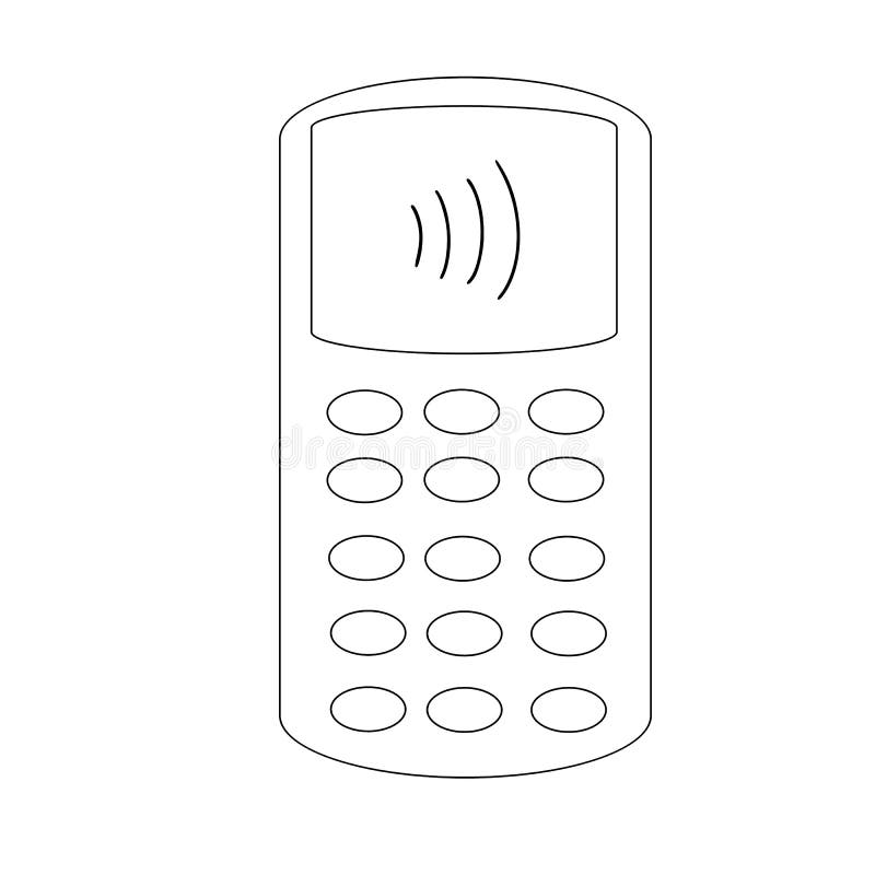 Pos Terminal or Card Reader, Contactless Payment Concept, Black Outline ...