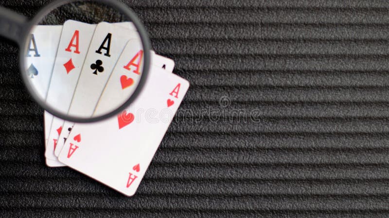 Cards of Aces Augmented with Magnifying Glass. Stock Image - Image of ...