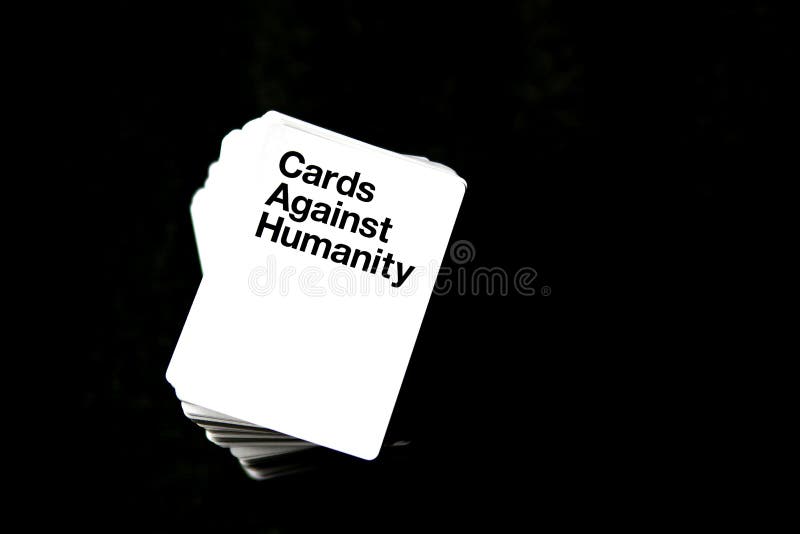 Cards Against Humanity. Stacked Cards on Black Background Stock Photo ...