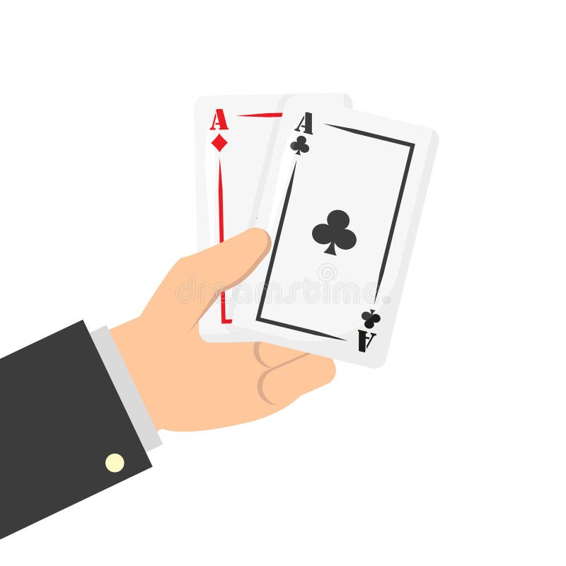 Cards Game Poker in Hand in Flat Stock Vector - Illustration of four ...