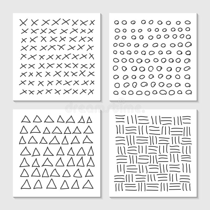 Hand Drawn Abstract Vector Textures. Minimal Dotted and Striped Graphic ...