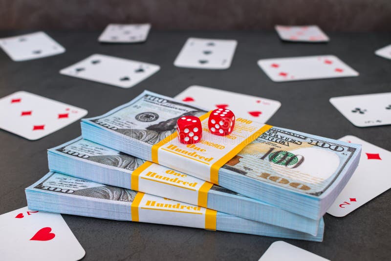 Cards, Money and Dice on the Gaming Table Stock Photo - Image of party ...