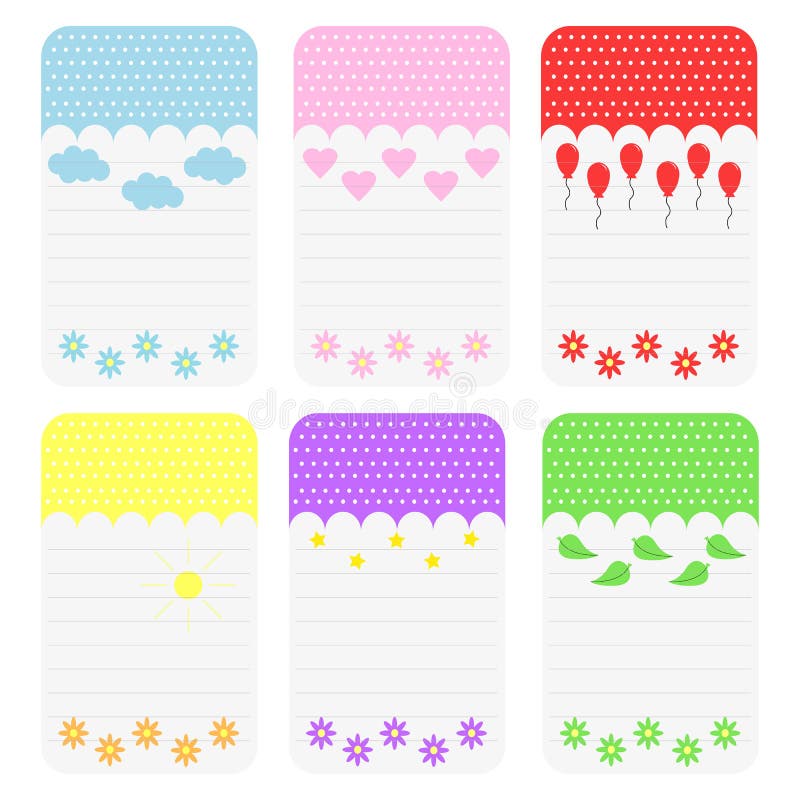 Kids Notebook Page Template Vector Cards, Notes, Stickers, Labels, Tags ...