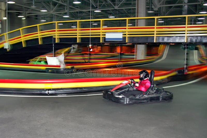 Cards Rides at High Speed on Karting Stock Photo - Image of challenge ...