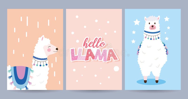 Cards Set with Llama. Vector Stock Vector - Illustration of graphic ...