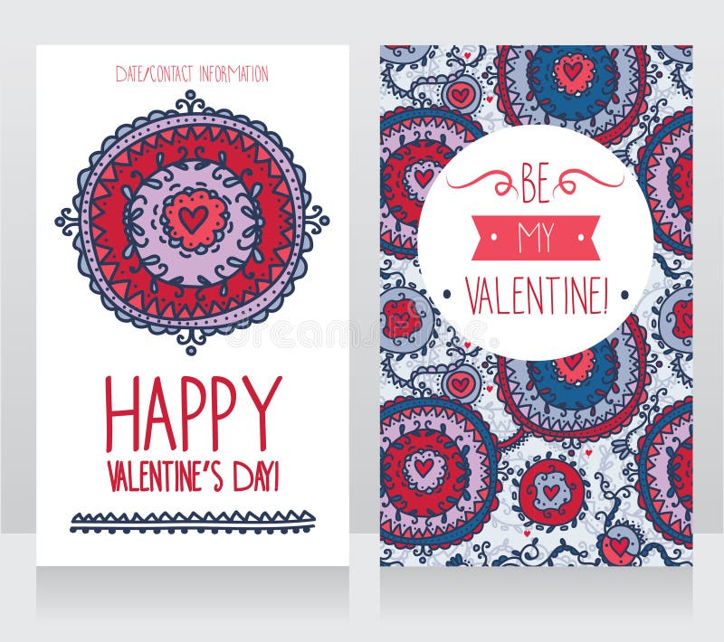 Cards for Valentine S Day in Boho Style Stock Vector - Illustration of ...
